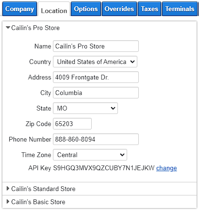 Location Settings – SimpleConsign