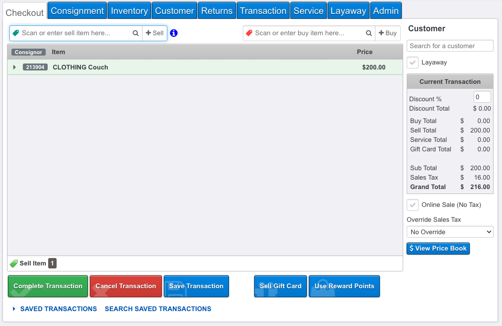 Start a Layaway – SimpleConsign