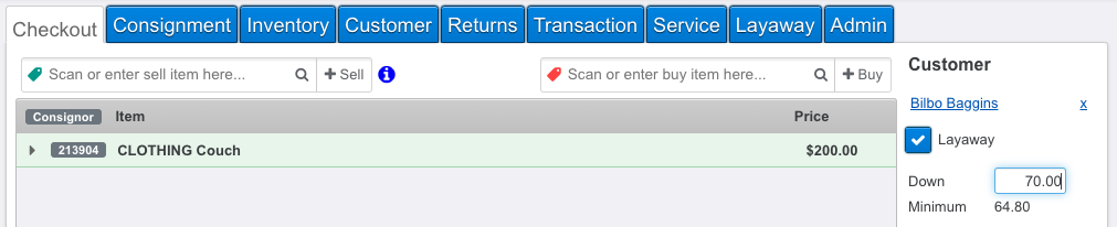 Start a Layaway – SimpleConsign
