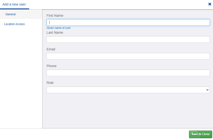 Create A User – SimpleConsign