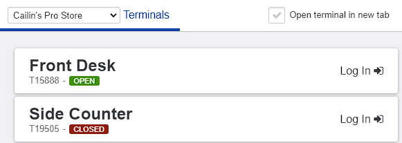 Terminal Login – SimpleConsign