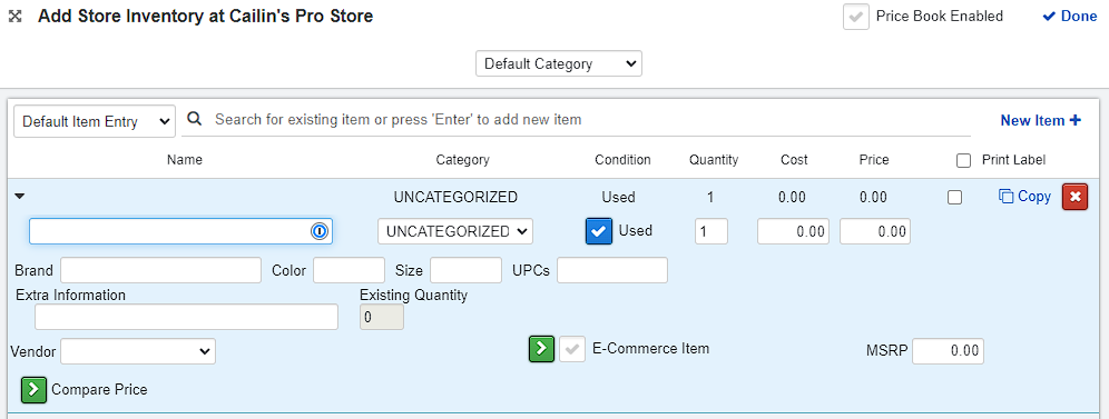 Add Store Owned Inventory – SimpleConsign