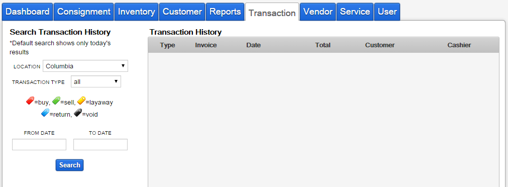 View Past Transactions – SimpleConsign