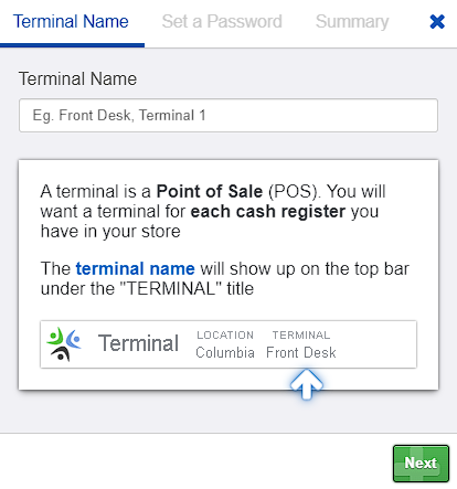 Create a Terminal – SimpleConsign