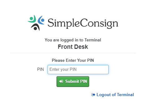 Terminal Login – SimpleConsign